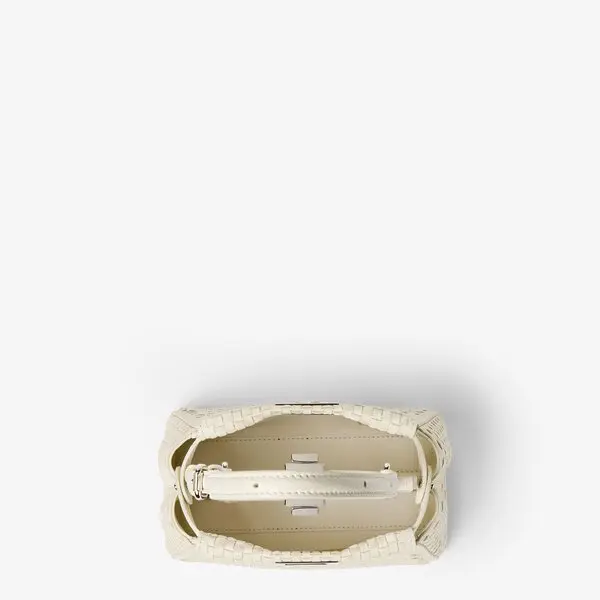 Fendi My Peekaboo Xs Parchment-colored Woven Leather Bag